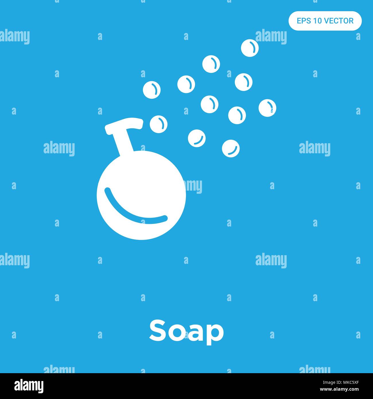 Soap vector icon isolated on blue background, sign and symbol Stock ...