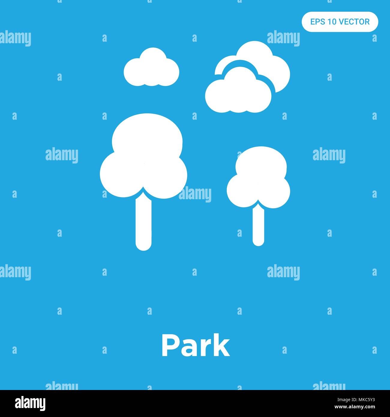 Park vector icon isolated on blue background, sign and symbol Stock ...