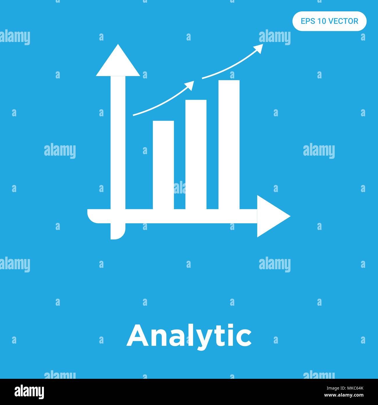 Analytic vector icon isolated on blue background, sign and symbol Stock ...