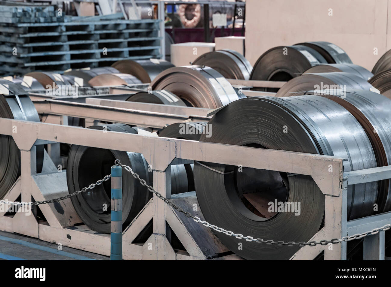 Stock with rolls of sheet steel in industrial plant Stock Photo - Alamy