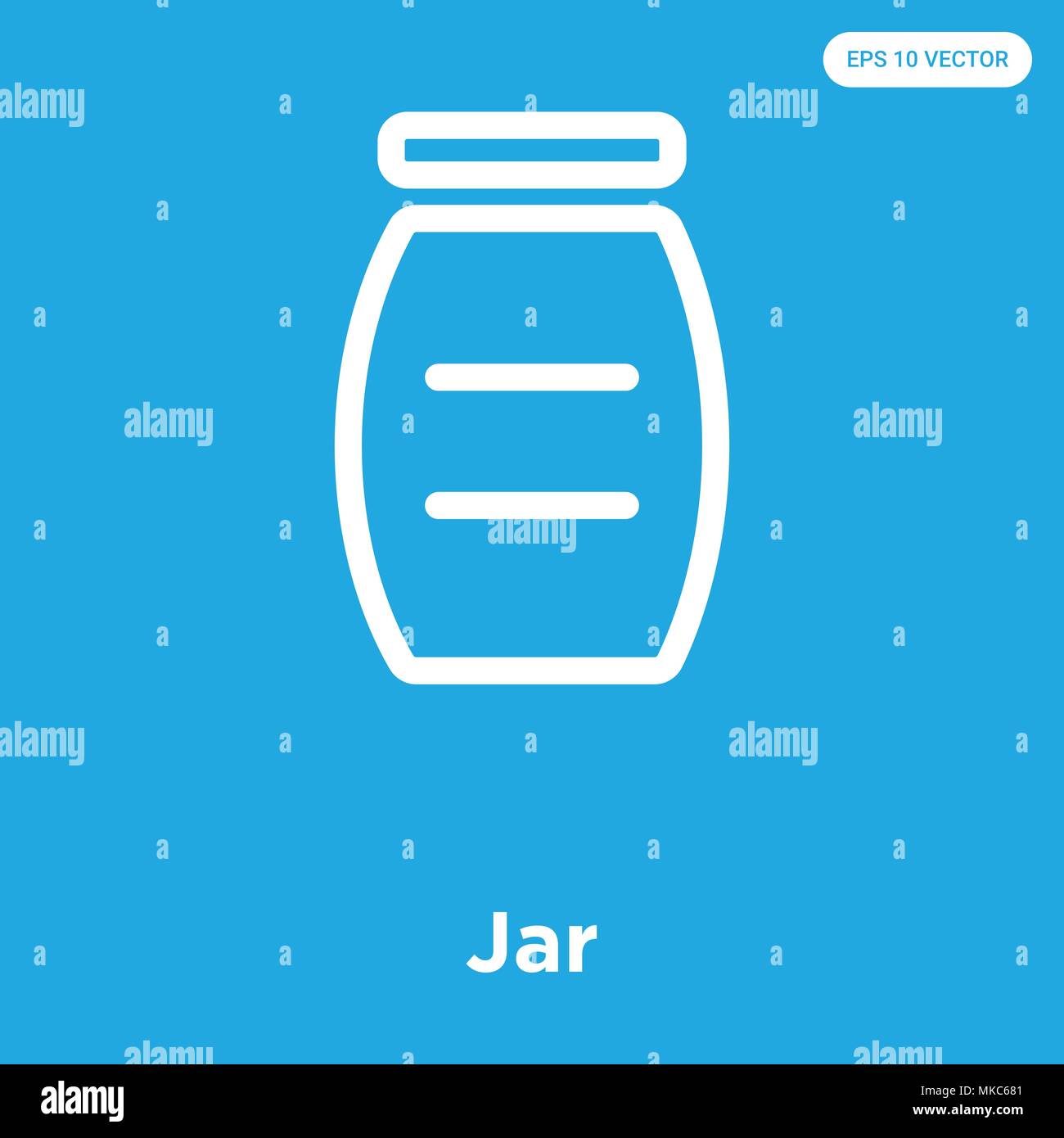 Jar vector icon isolated on blue background, sign and symbol Stock ...