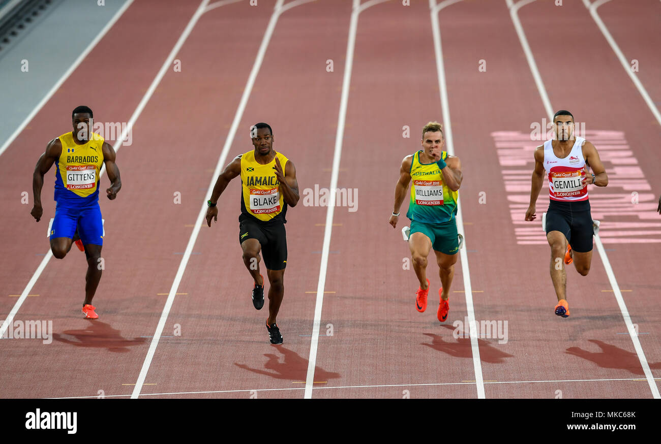 GOLD COAST, AUSTRALIA - APRIL 8: Ramon Gittens, Yohan Blake, Trae ...