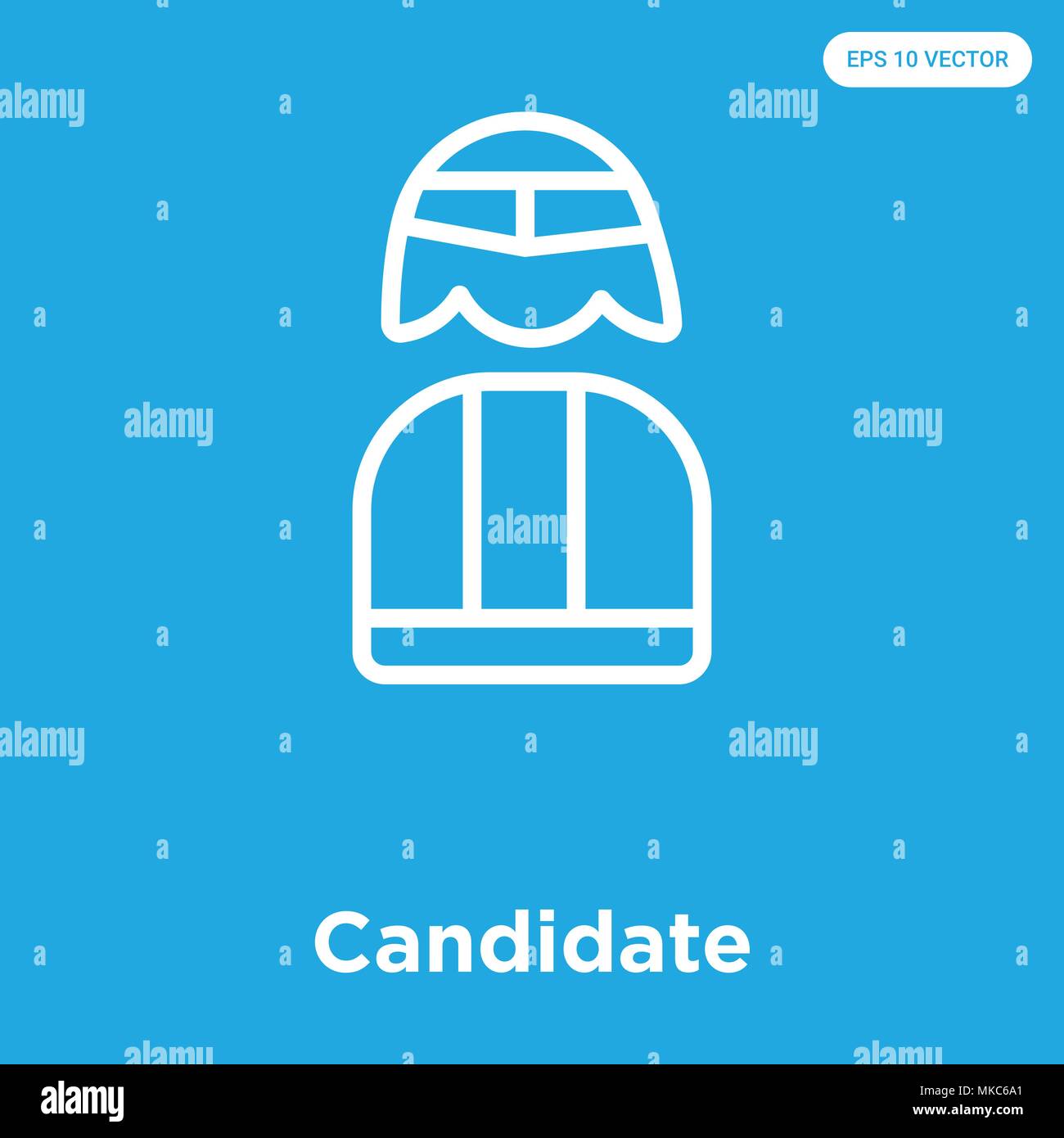 Candidate vector icon isolated on blue background, sign and symbol ...