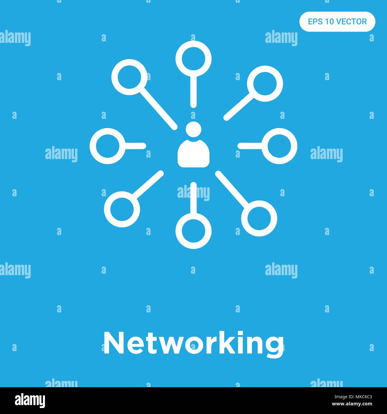 Networking vector icon isolated on blue background, sign and symbol ...