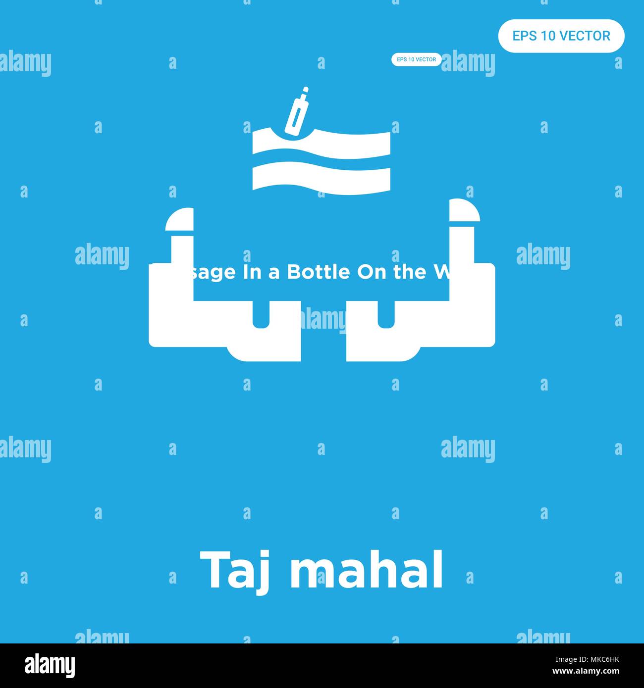 Taj mahal vector icon isolated on blue background, sign and symbol ...