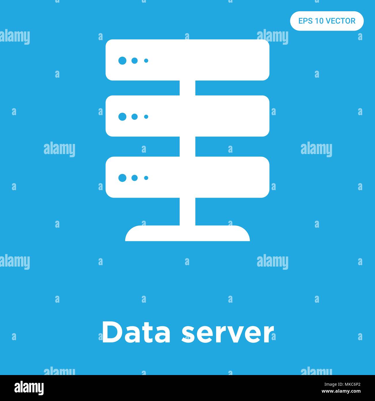 Data server vector icon isolated on blue background, sign and symbol ...