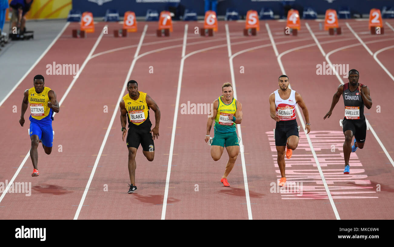 GOLD COAST, AUSTRALIA - APRIL 8: Ramon Gittens, Yohan Blake, Trae ...