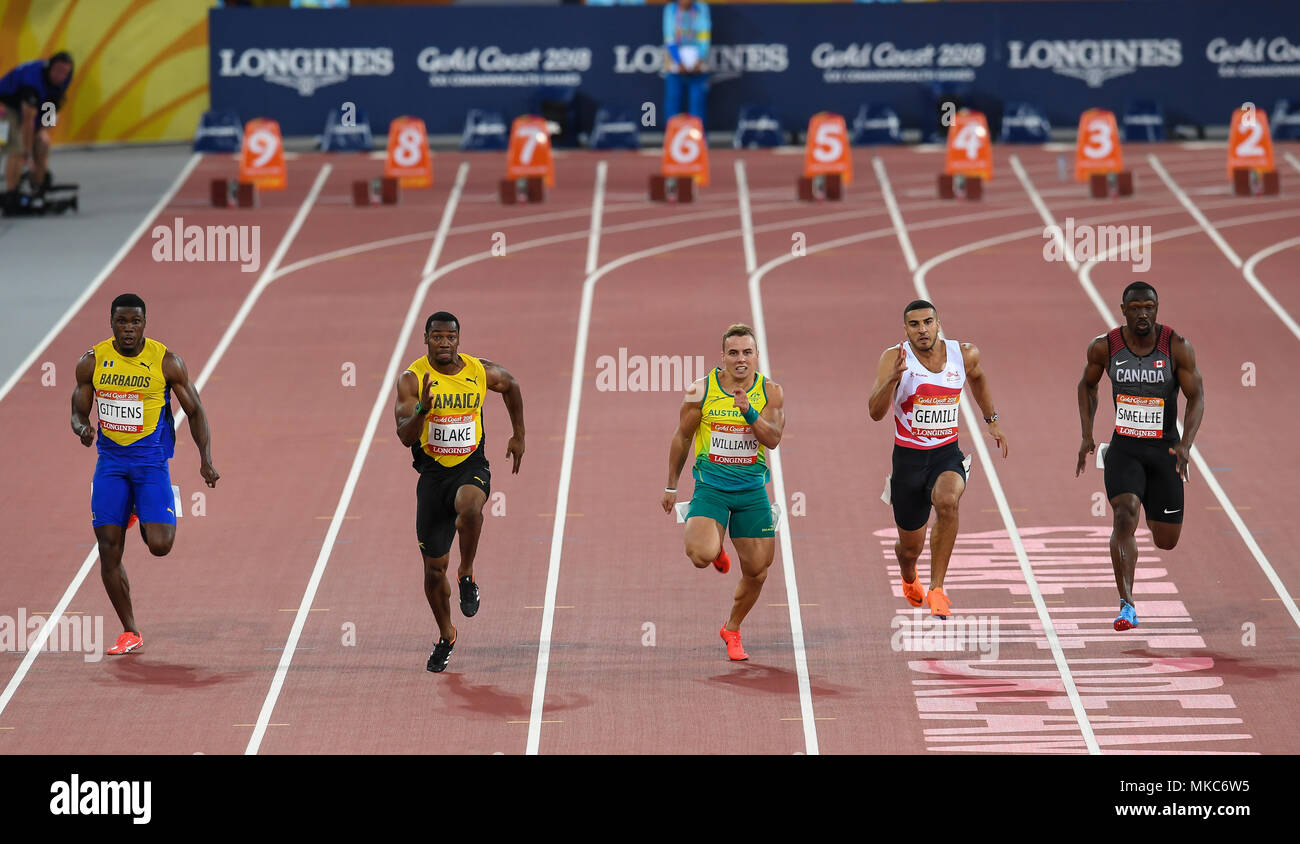 GOLD COAST, AUSTRALIA - APRIL 8: Ramon Gittens, Yohan Blake, Trae ...