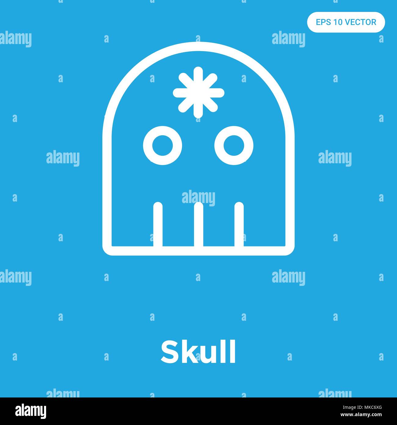 Skull vector icon isolated on blue background, sign and symbol Stock ...