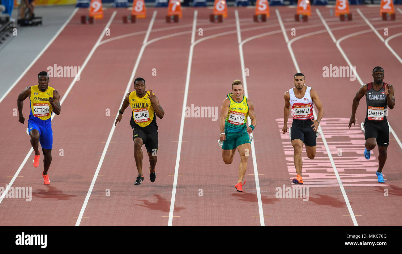 GOLD COAST, AUSTRALIA - APRIL 8: Ramon Gittens, Yohan Blake, Trae ...