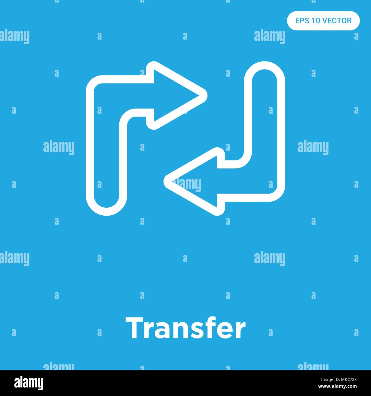 Transfer vector icon isolated on blue background, sign and symbol Stock ...