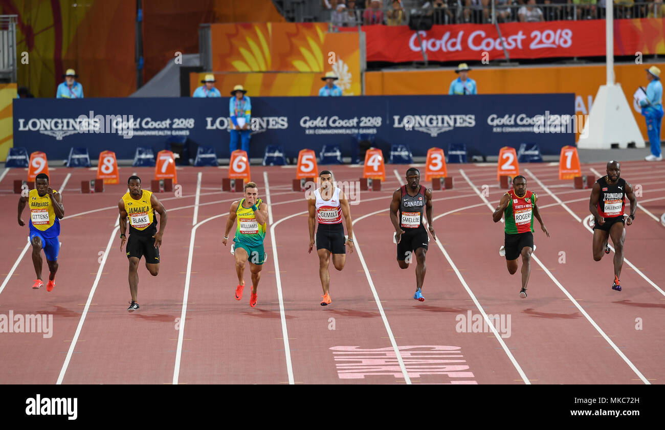 GOLD COAST, AUSTRALIA - APRIL 8: Ramon Gittens, Yohan Blake, Trae ...