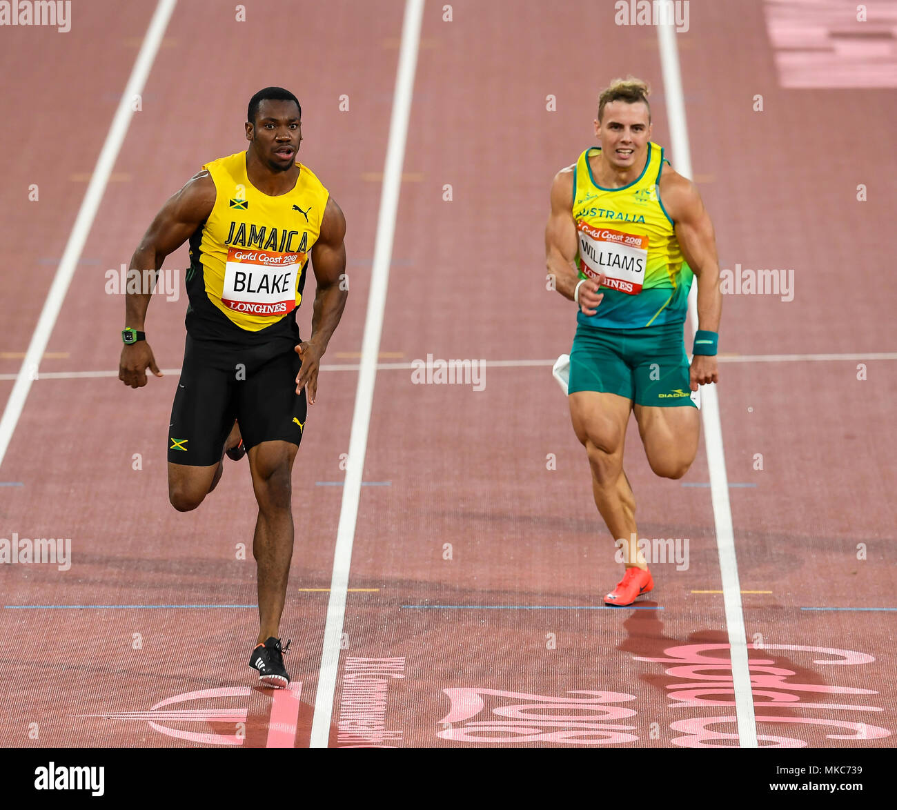 GOLD COAST, AUSTRALIA - APRIL 8: Yohan Blake, Trae Williams competing ...