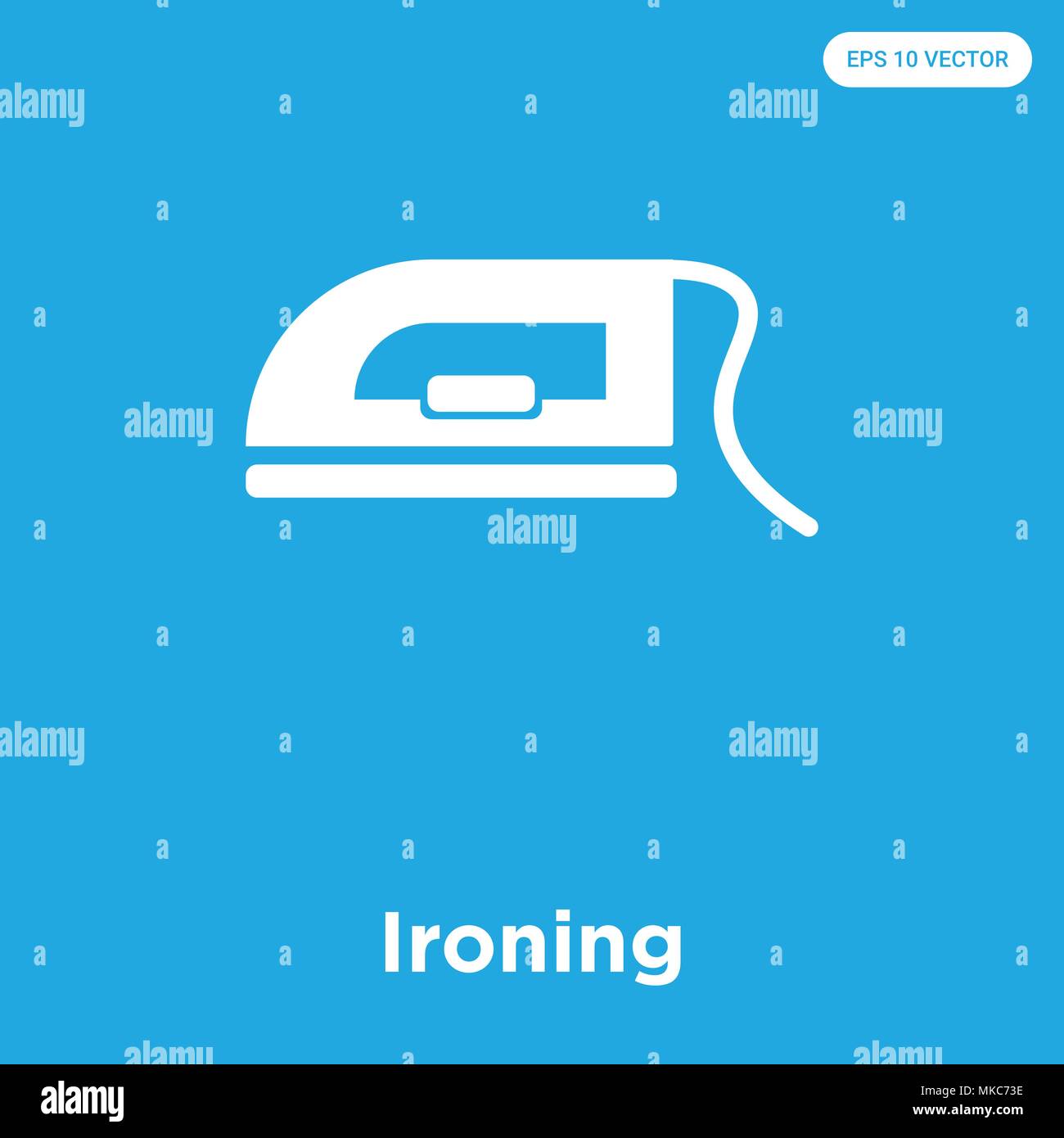Ironing vector icon isolated on blue background, sign and symbol Stock ...