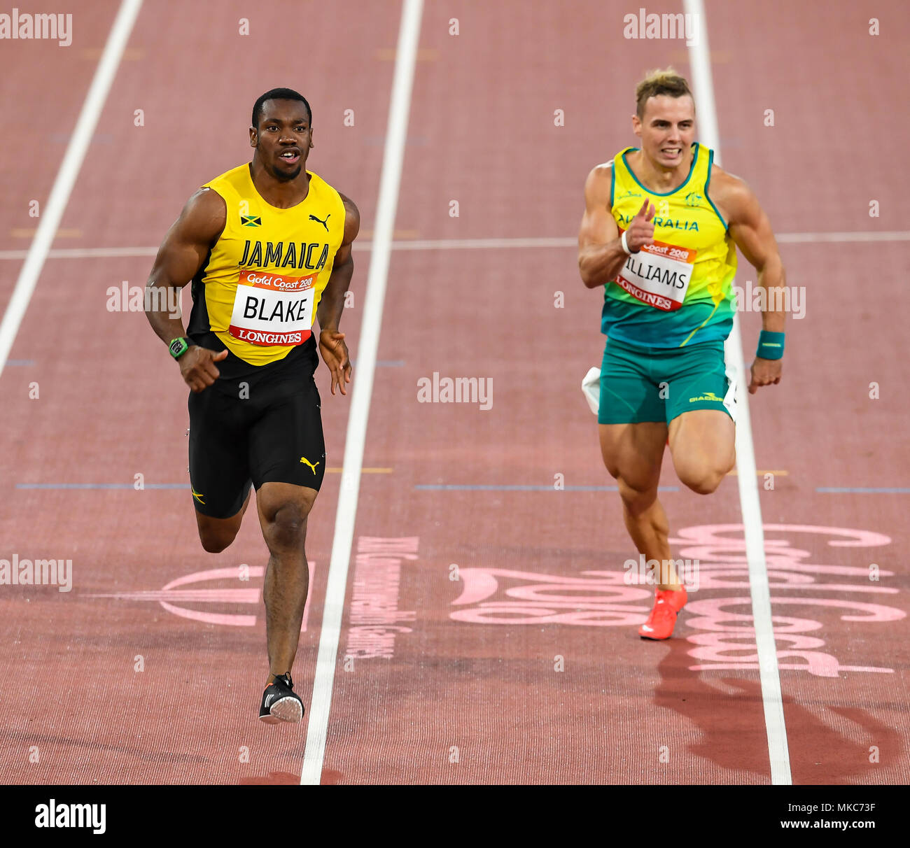 GOLD COAST, AUSTRALIA - APRIL 8: Yohan Blake, Trae Williams competing ...