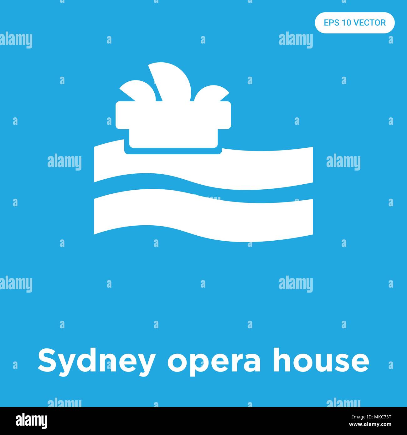 Sydney opera house vector icon isolated on blue background, sign and ...