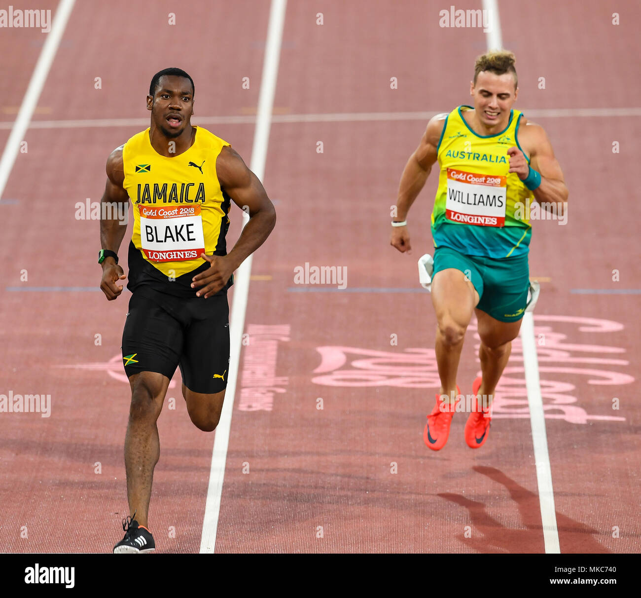 GOLD COAST, AUSTRALIA - APRIL 8: Yohan Blake, Trae Williams competing ...