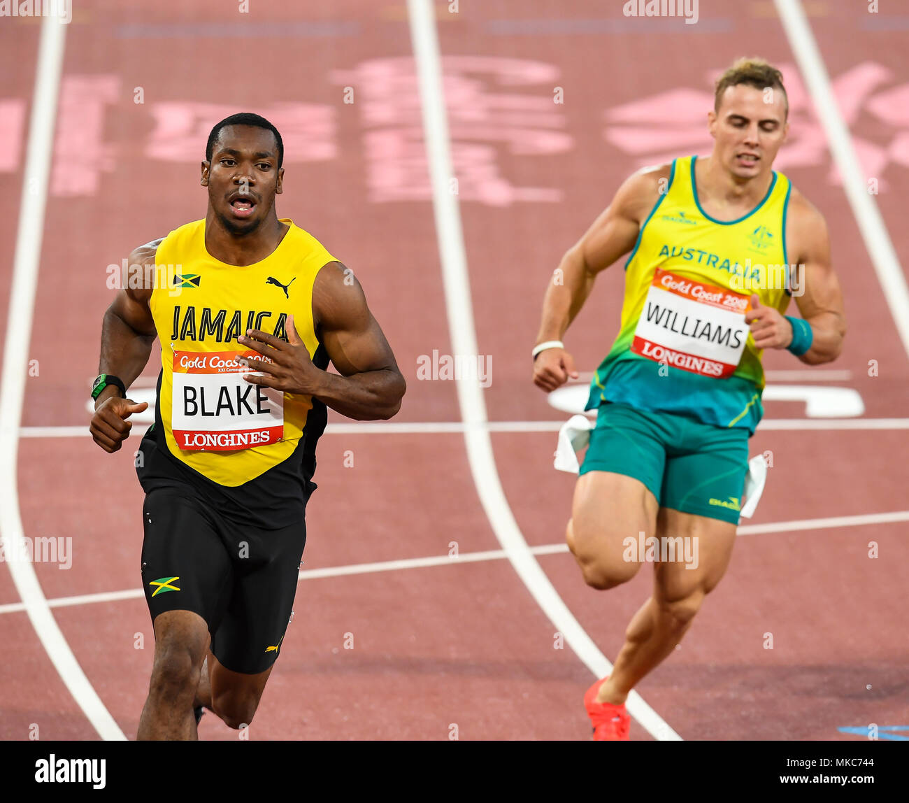 GOLD COAST, AUSTRALIA - APRIL 8: Yohan Blake, Trae Williams competing ...