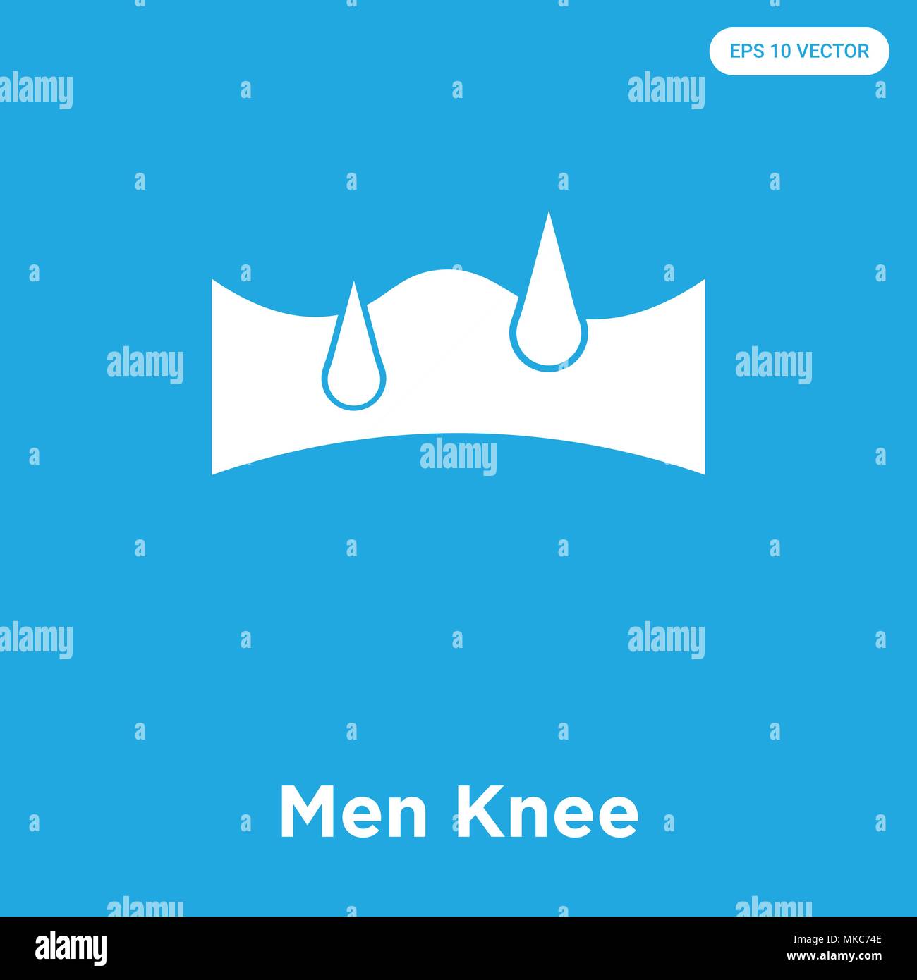 Men Knee vector icon isolated on blue background, sign and symbol Stock ...