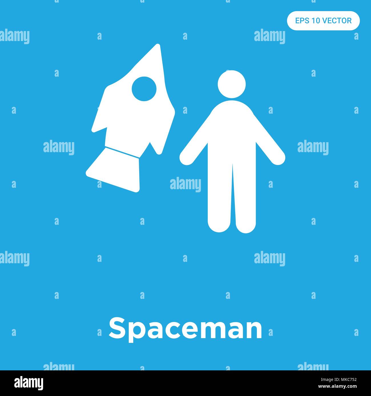 Spaceman vector icon isolated on blue background, sign and symbol Stock ...