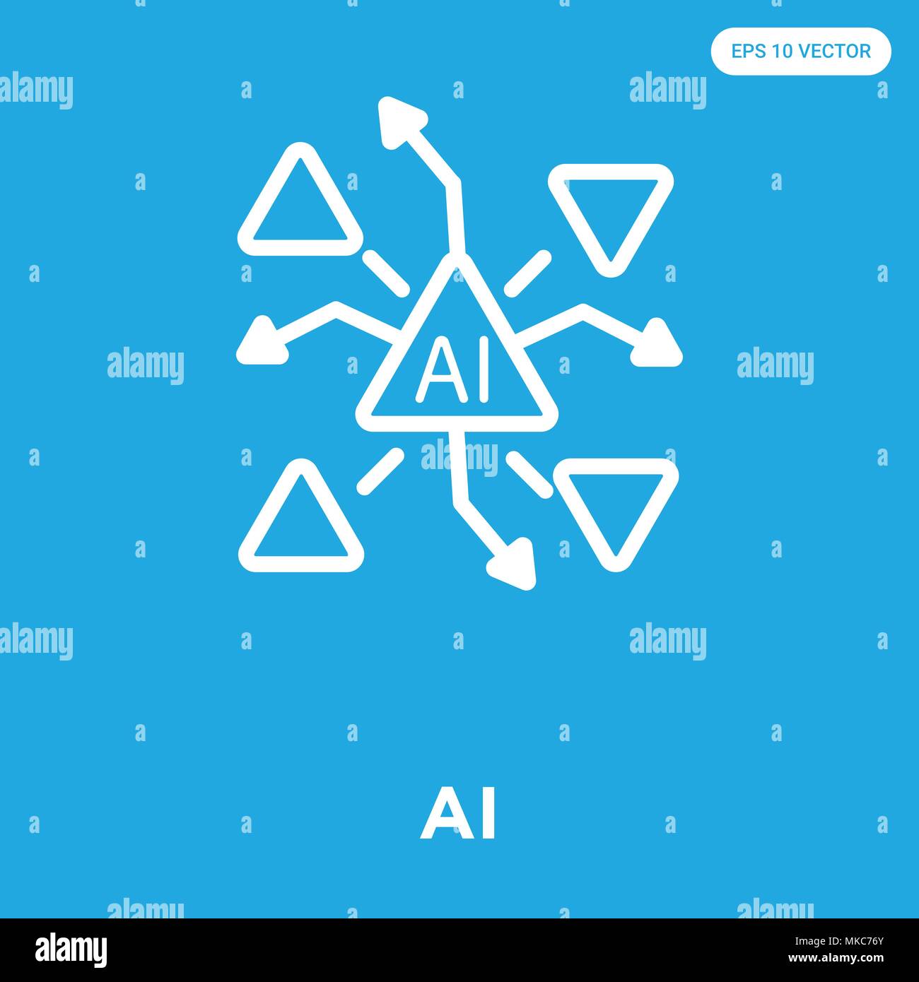 AI vector icon isolated on blue background, sign and symbol Stock ...