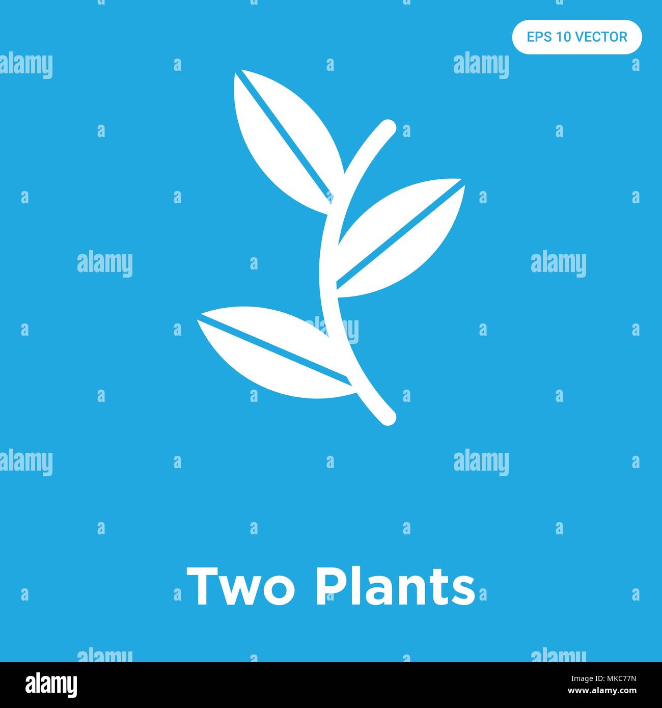 Two Plants vector icon isolated on blue background, sign and symbol ...
