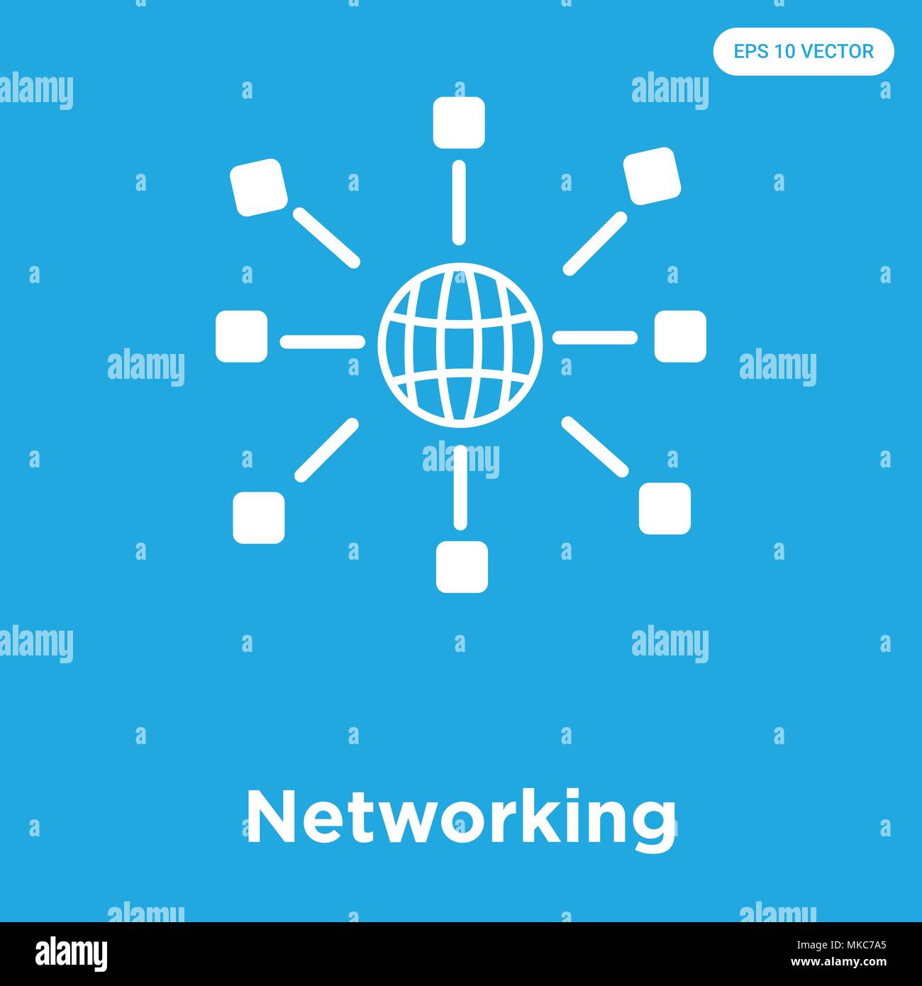 Networking vector icon isolated on blue background, sign and symbol ...