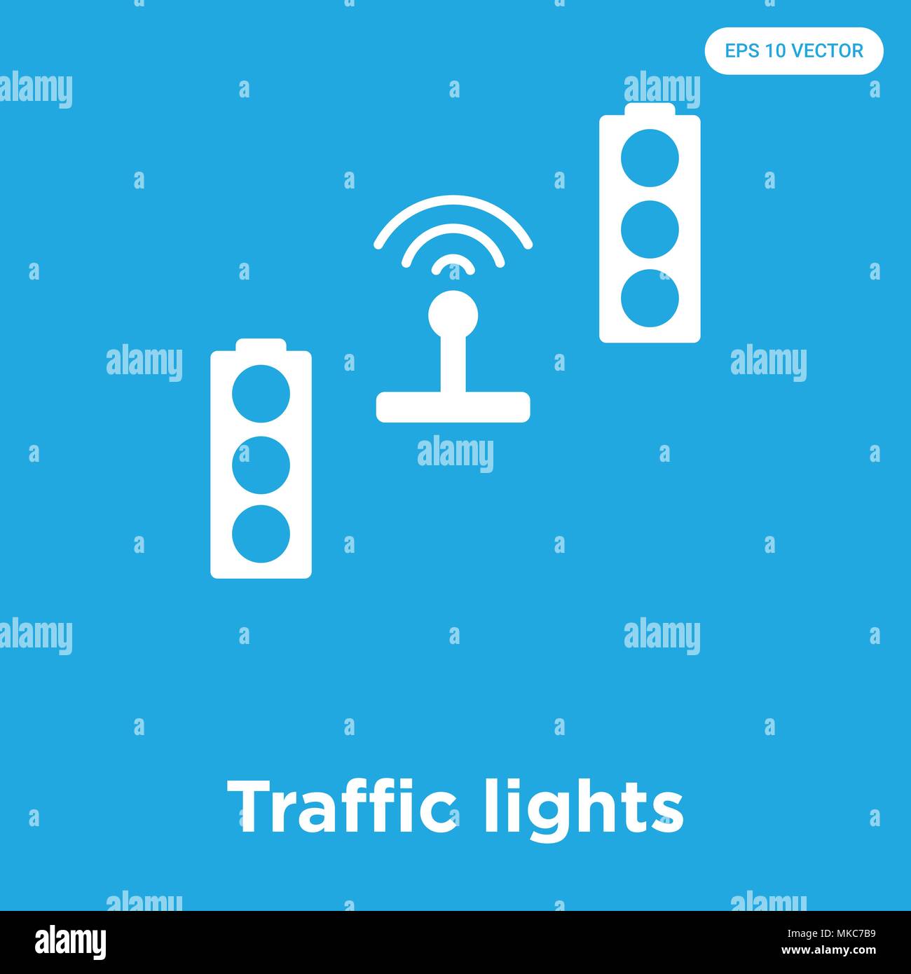 Traffic lights vector icon isolated on blue background, sign and symbol ...