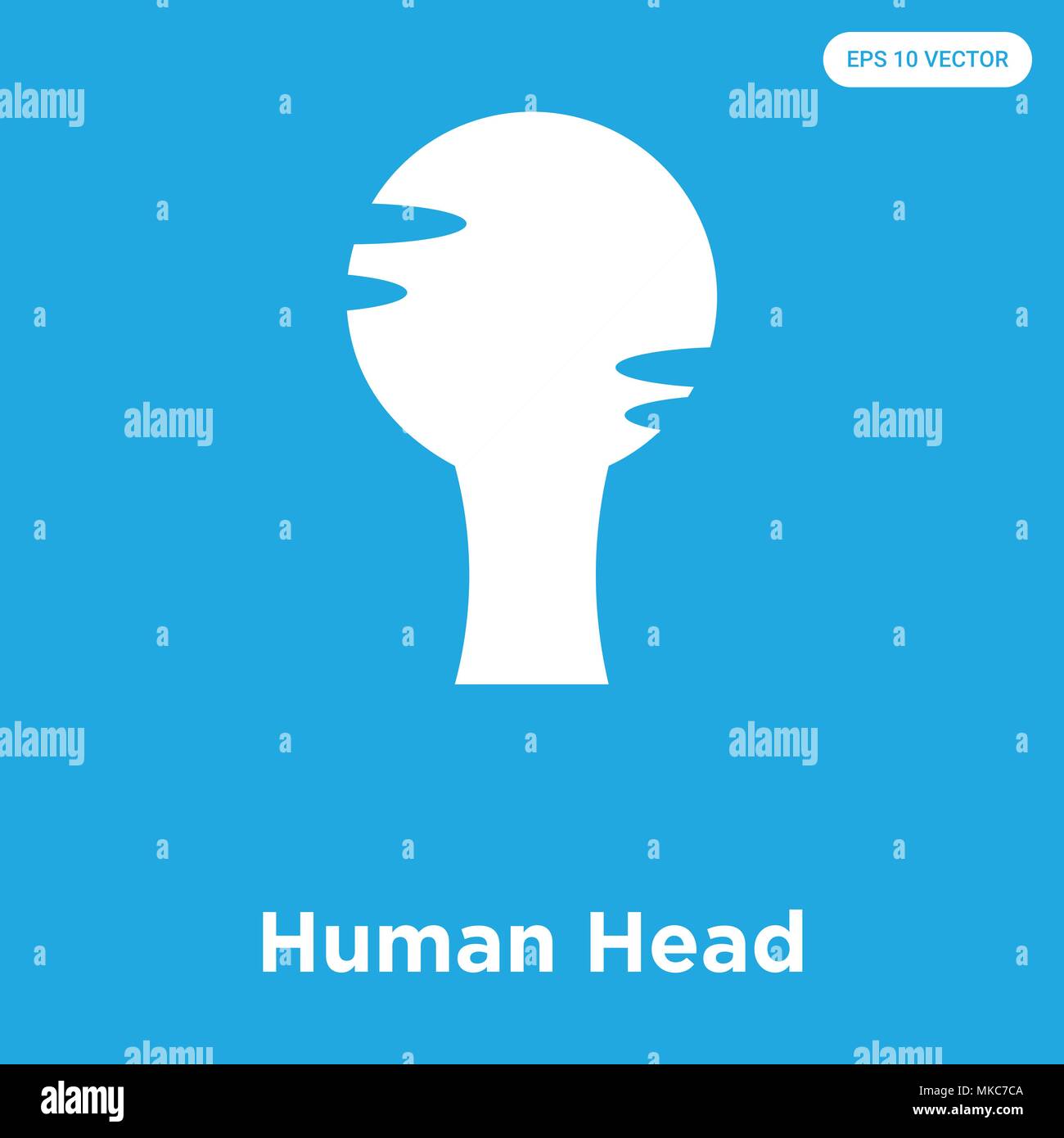 Human Head vector icon isolated on blue background, sign and symbol ...