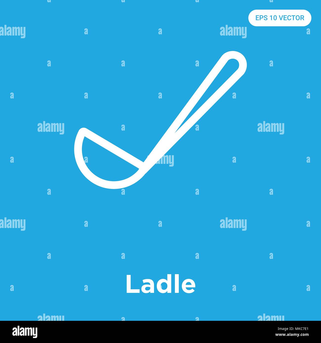 Ladle vector icon isolated on blue background, sign and symbol Stock ...