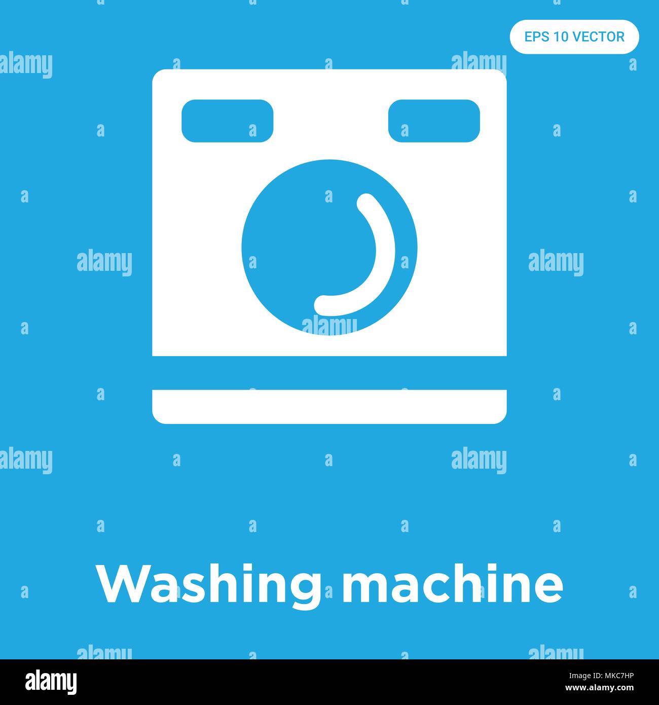 Washing machine vector icon isolated on blue background, sign and ...