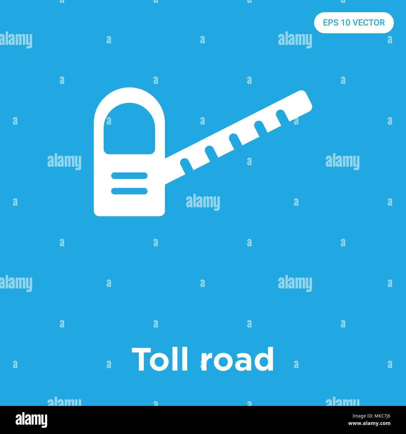 Toll road vector icon isolated on blue background, sign and symbol ...