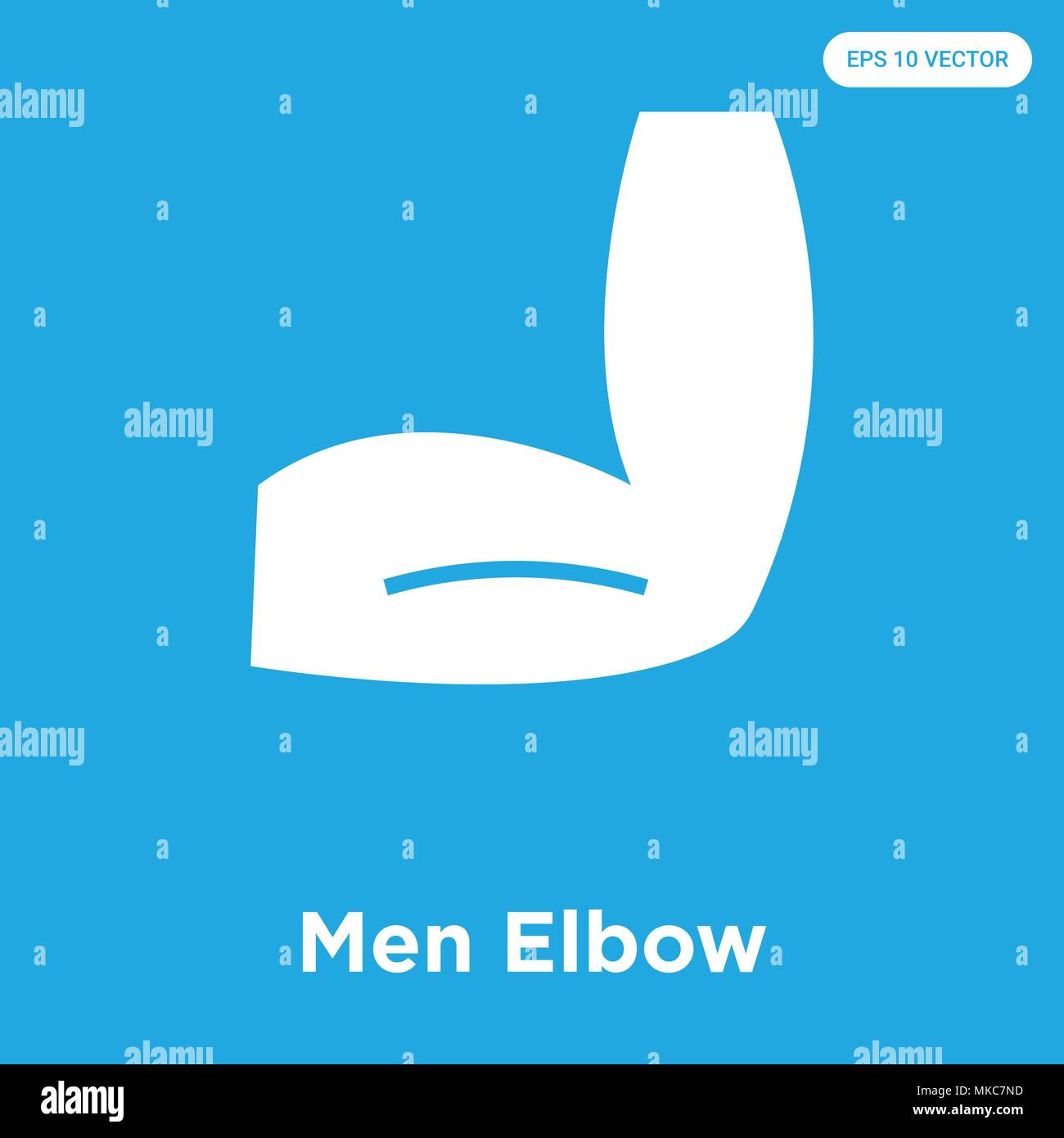 Men Elbow vector icon isolated on blue background, sign and symbol ...