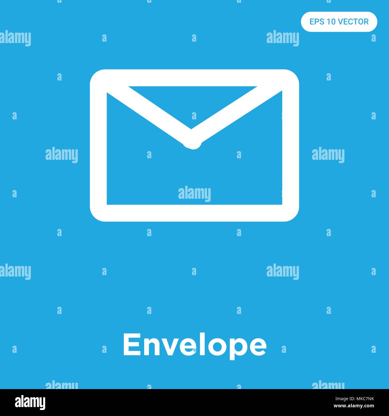 Envelope vector icon isolated on blue background, sign and symbol Stock ...