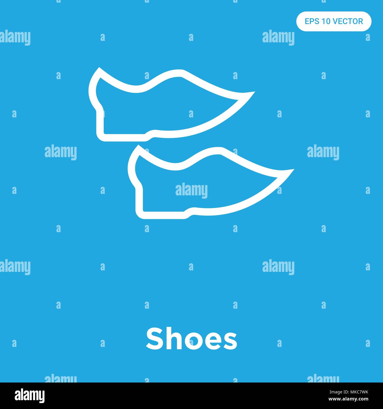 Shoes vector icon isolated on blue background, sign and symbol Stock ...