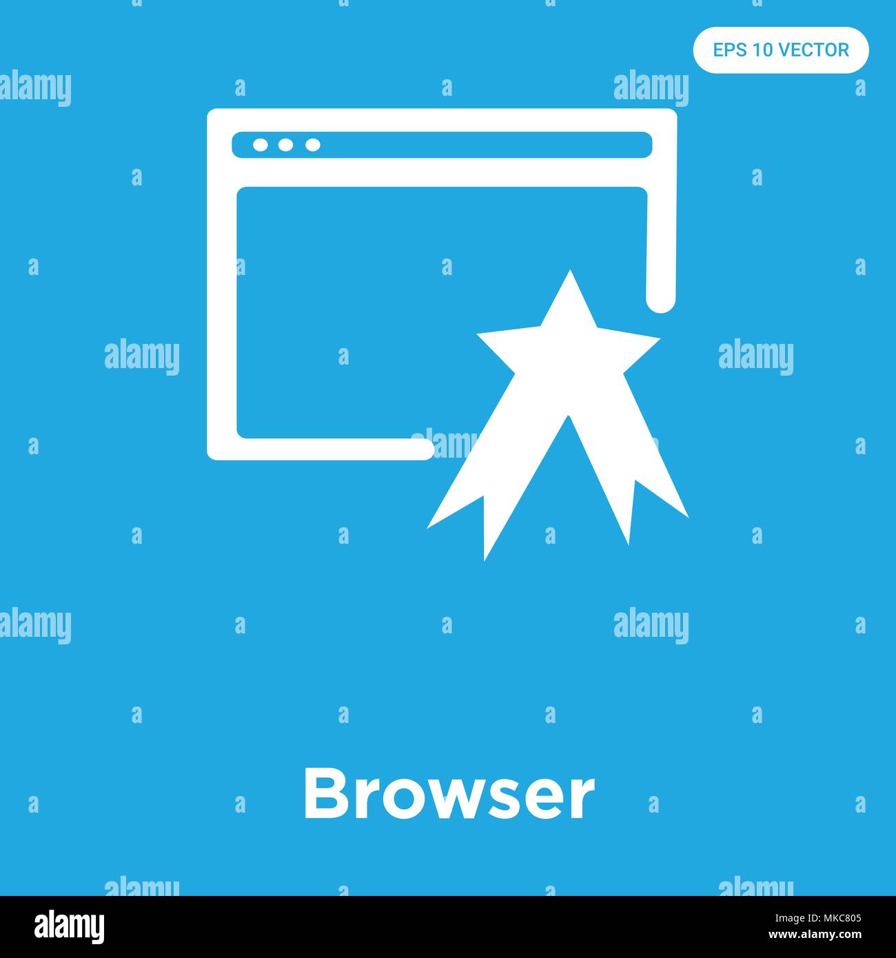 Browser vector icon isolated on blue background, sign and symbol Stock ...