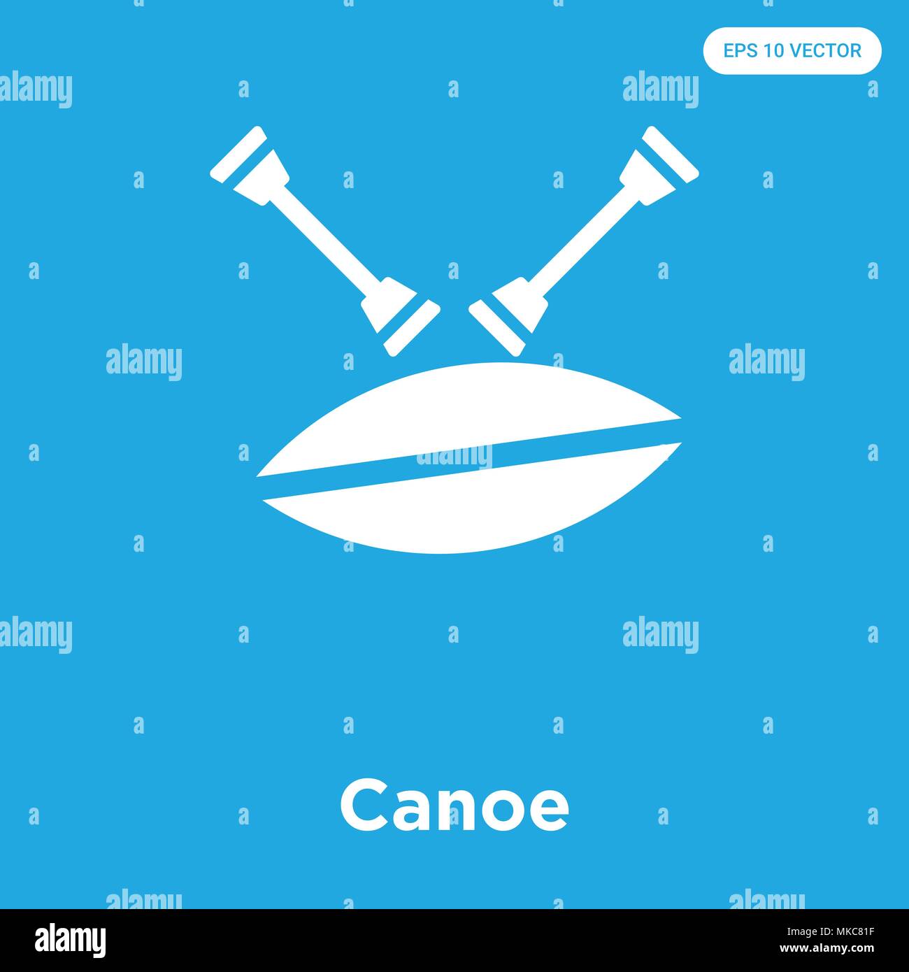 Canoe vector icon isolated on blue background, sign and symbol Stock ...