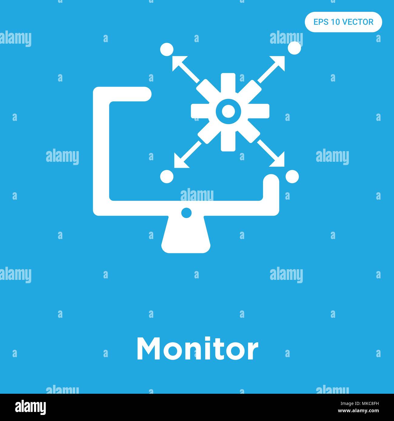 Monitor vector icon isolated on blue background, sign and symbol Stock ...
