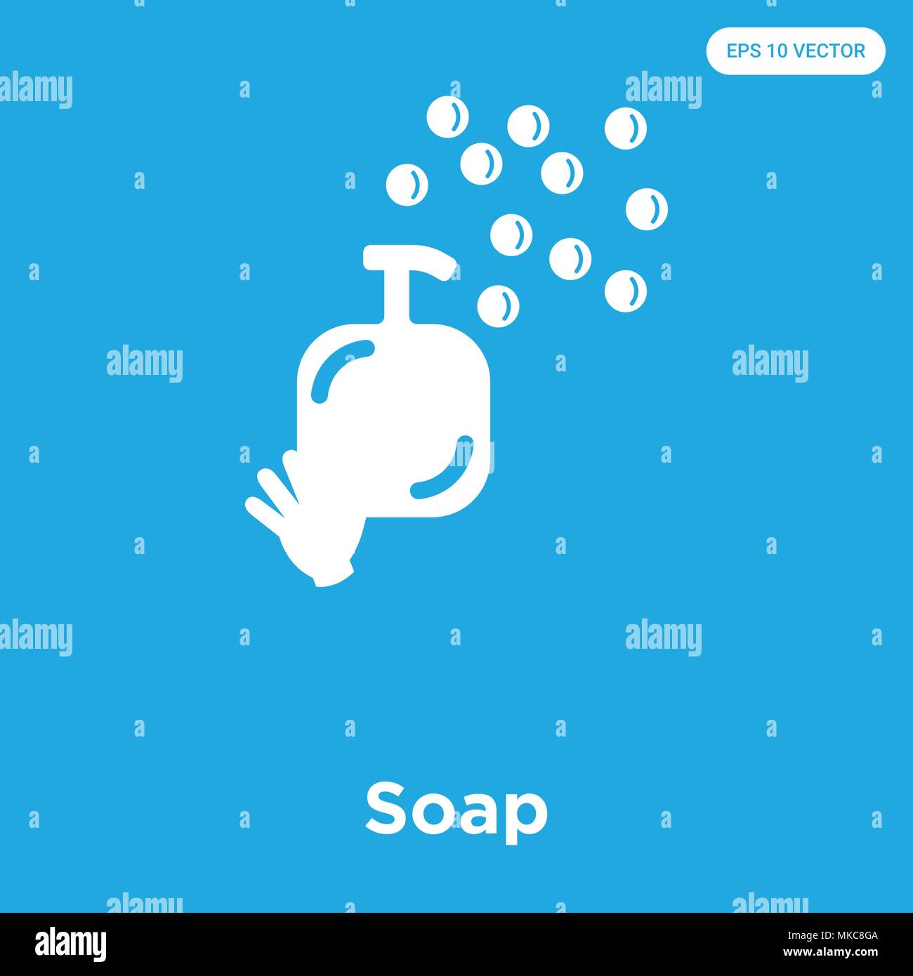 Soap vector icon isolated on blue background, sign and symbol Stock ...