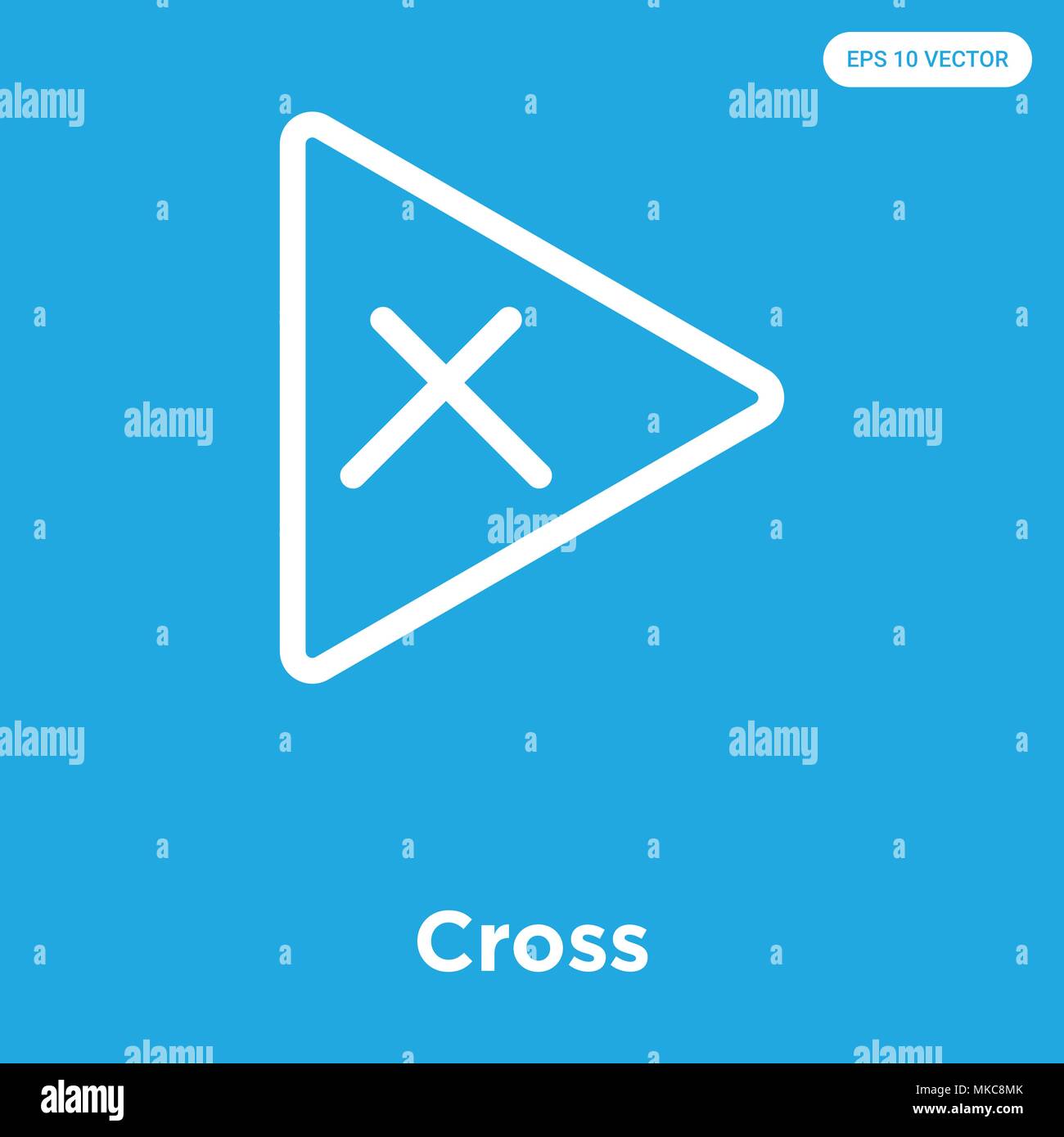 Cross vector icon isolated on blue background, sign and symbol Stock ...
