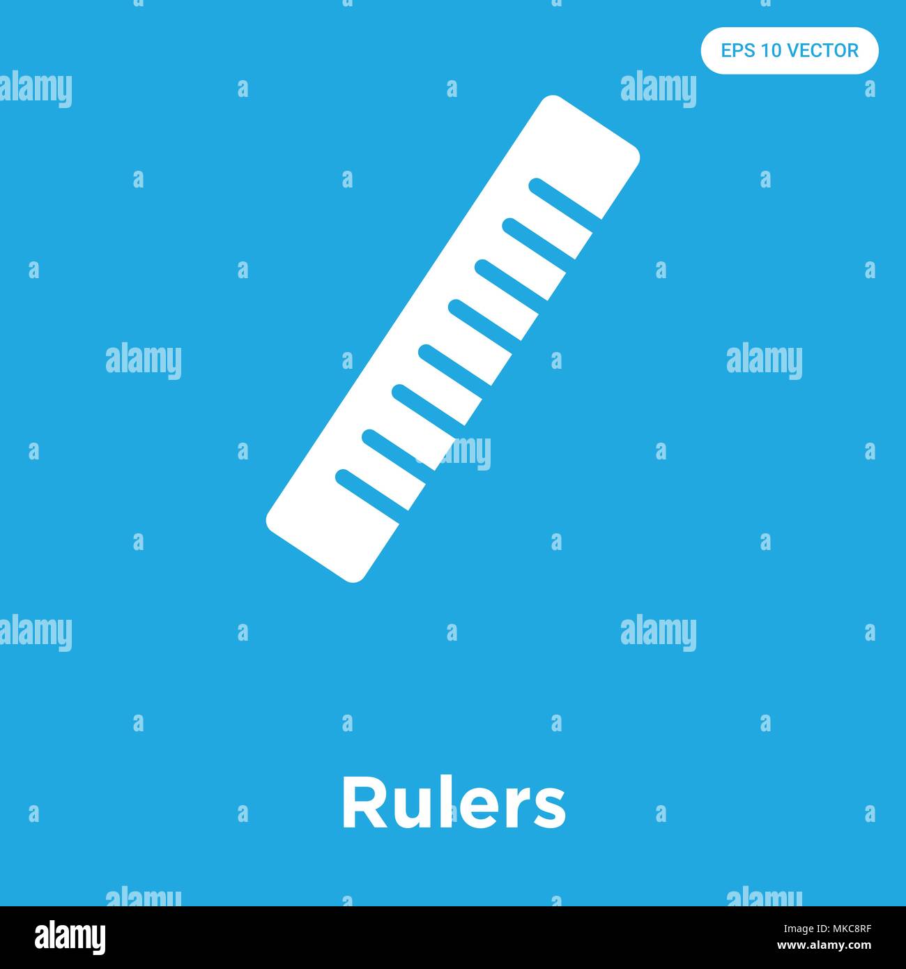 Rulers vector icon isolated on blue background, sign and symbol Stock ...