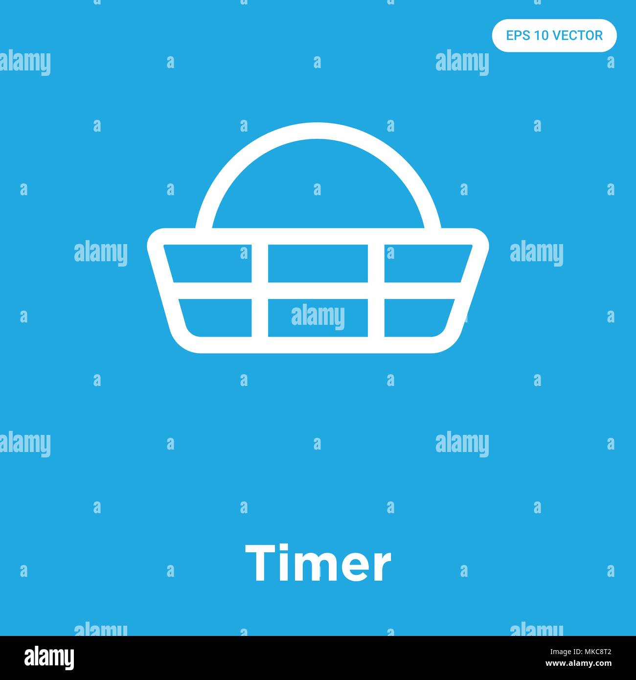 Timer vector icon isolated on blue background, sign and symbol Stock ...