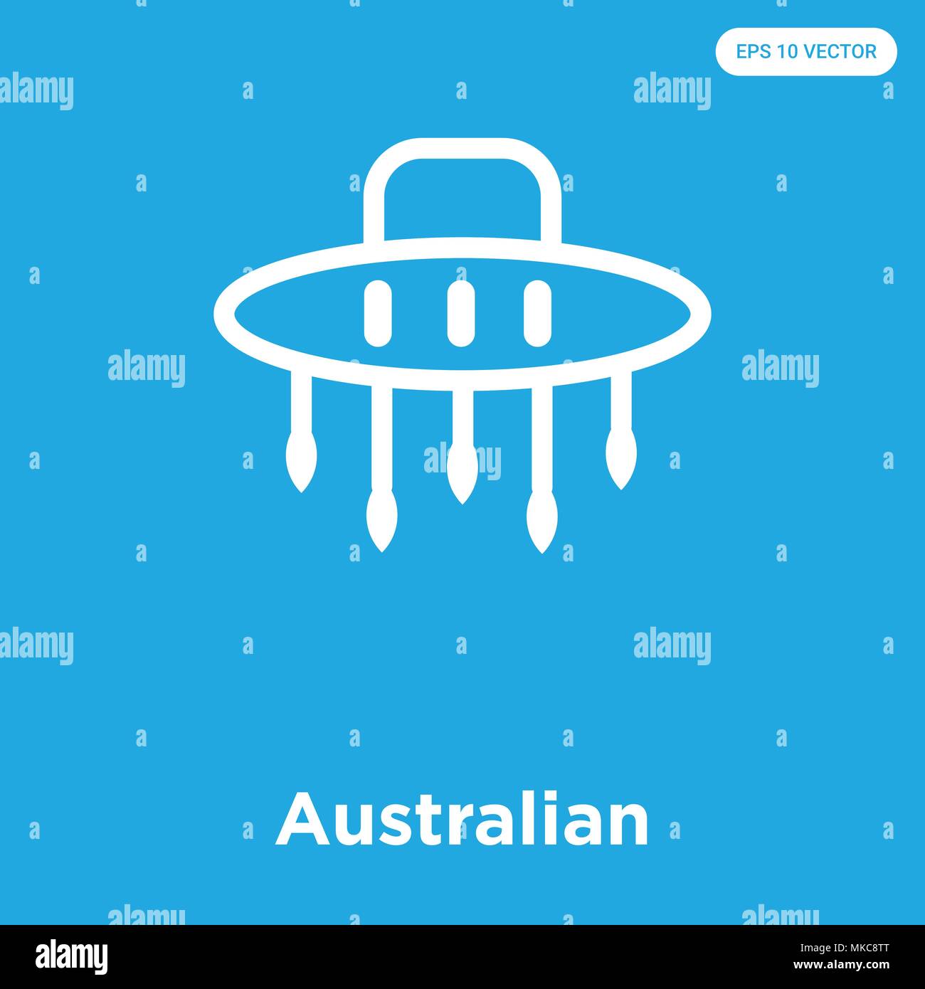 Australian vector icon isolated on blue background, sign and symbol ...