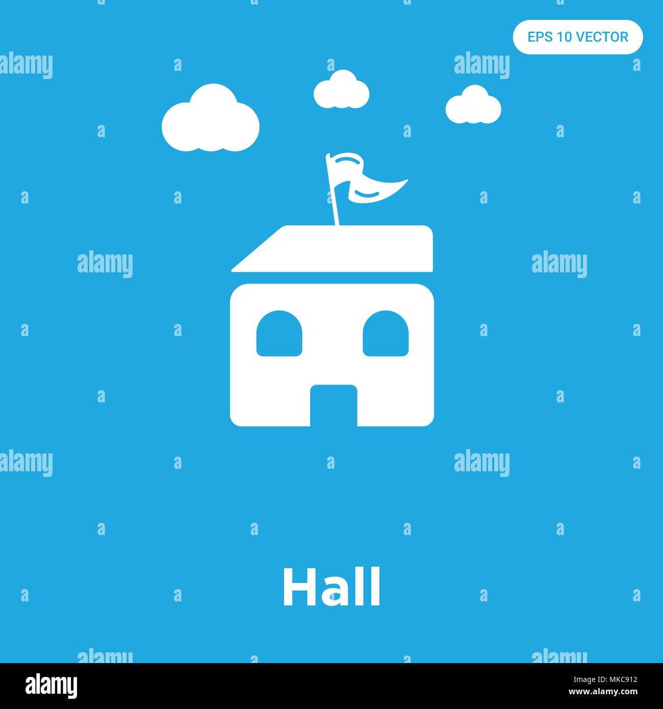 Hall vector icon isolated on blue background, sign and symbol Stock ...