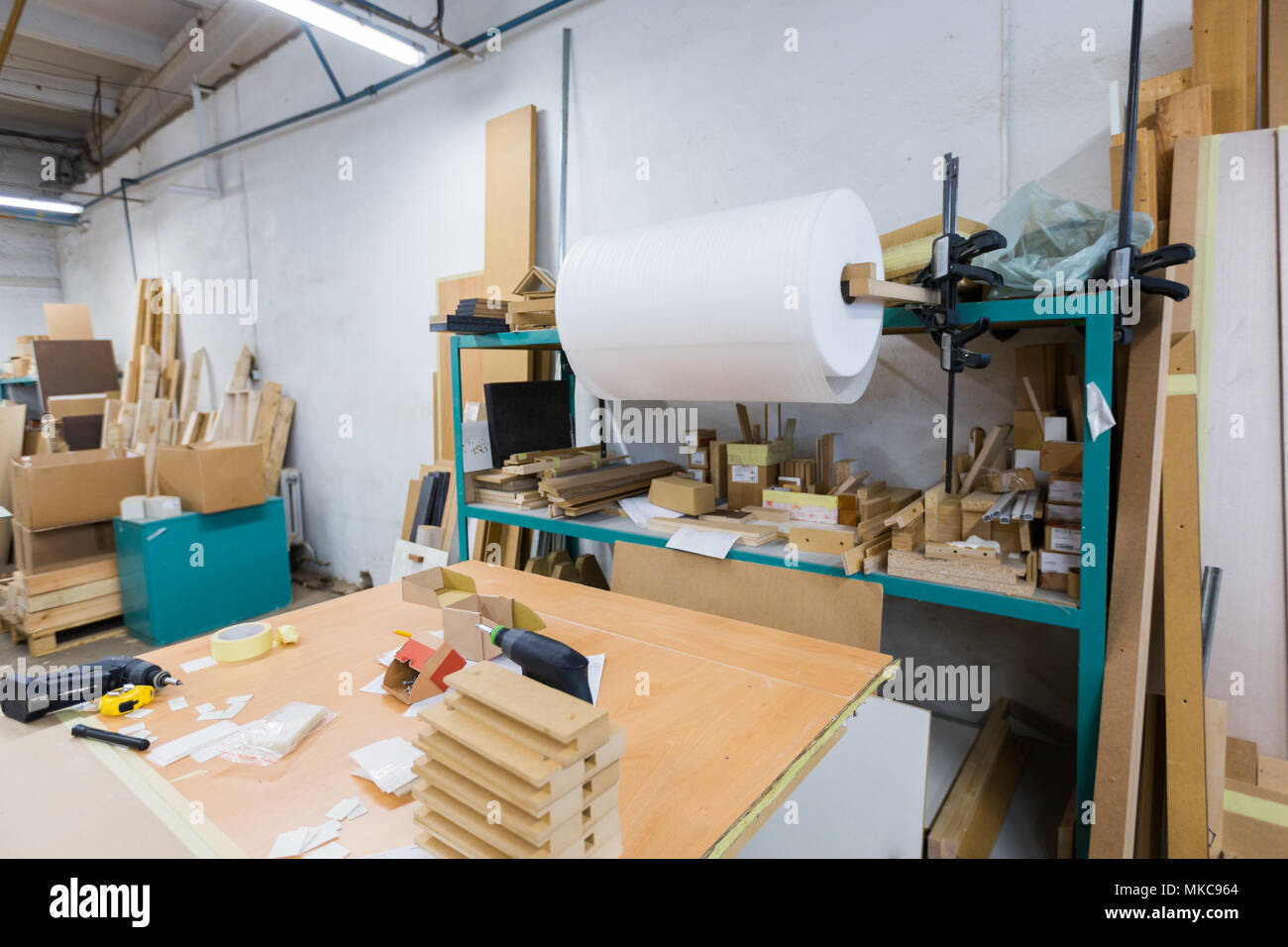 woodworking factory packing shop Stock Photo - Alamy