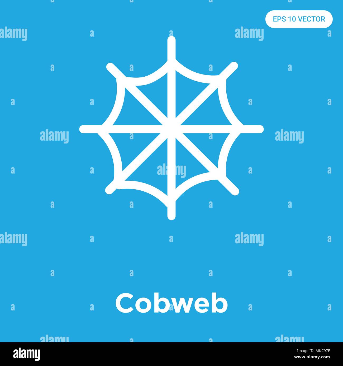 Cobweb vector icon isolated on blue background, sign and symbol Stock ...
