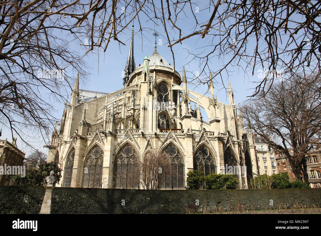 Rear view of Notre dame Stock Photo - Alamy