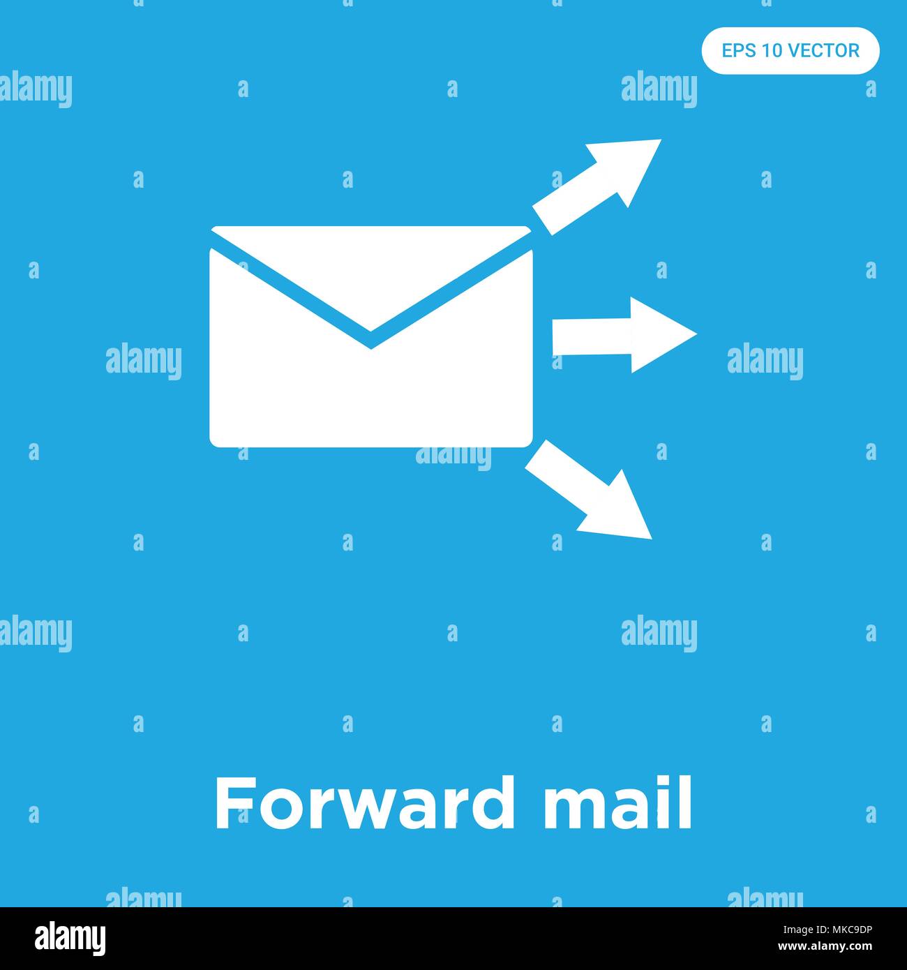 Forward mail vector icon isolated on blue background, sign and symbol ...