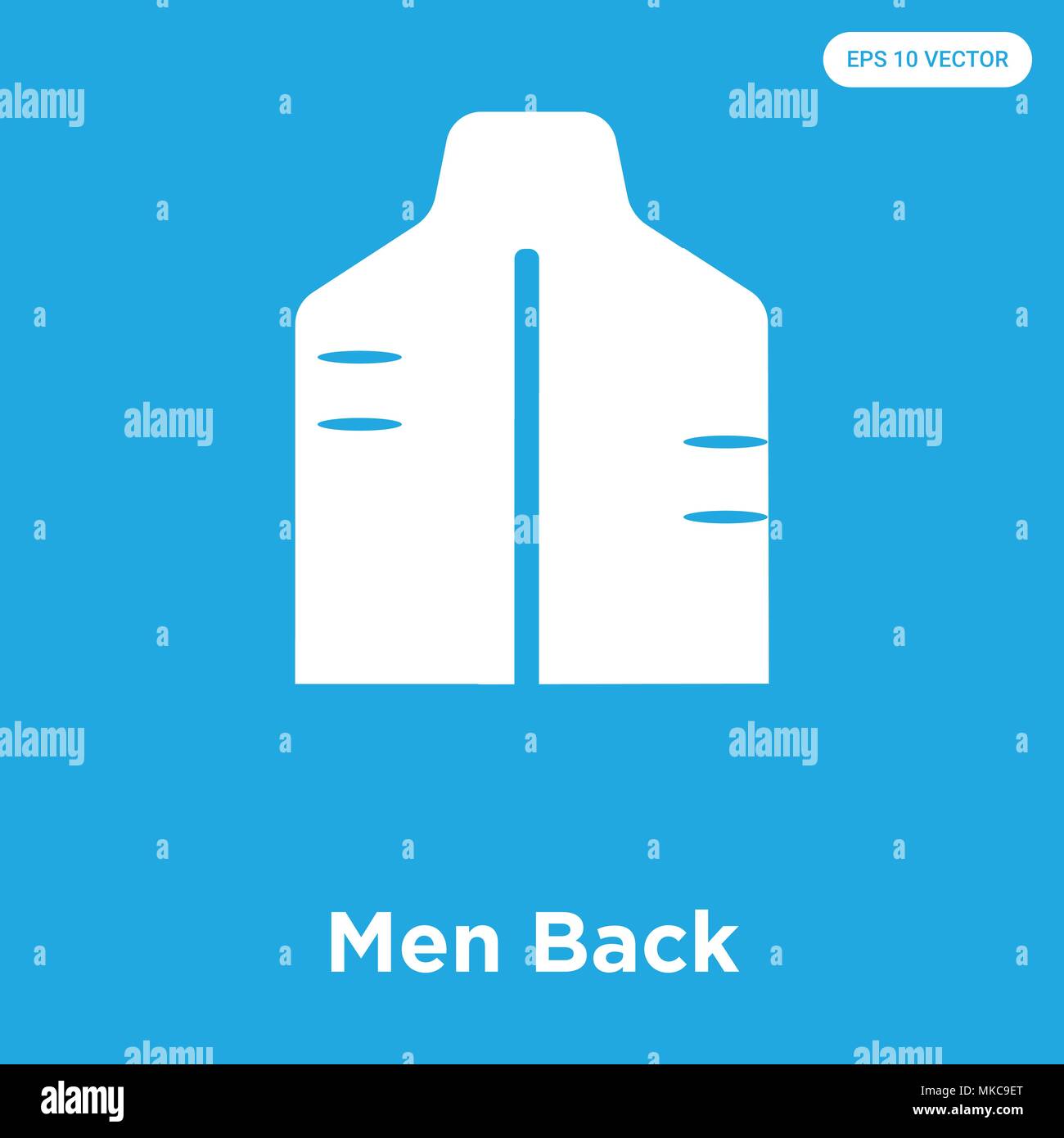 Men Back vector icon isolated on blue background, sign and symbol Stock ...
