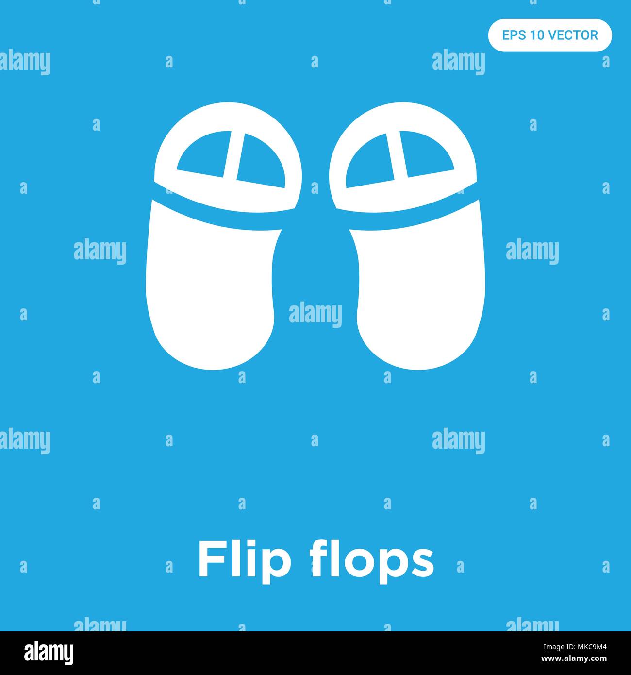 Flip flops vector icon isolated on blue background, sign and symbol ...